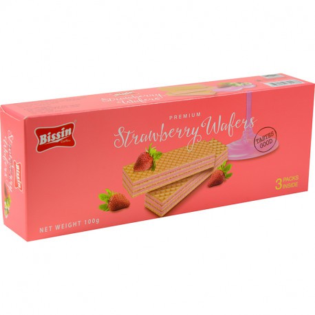 Bissin Strawberry Wafers 100g – Fresh Zone Ltd